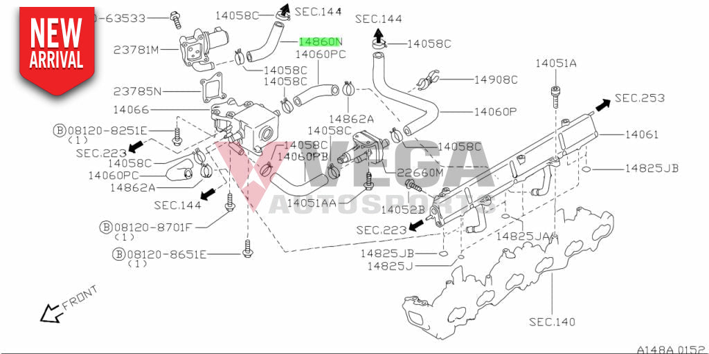 Air Hose AAC Valve to Intake Plenum to suit Nissan Skyline R32 / R33 ...