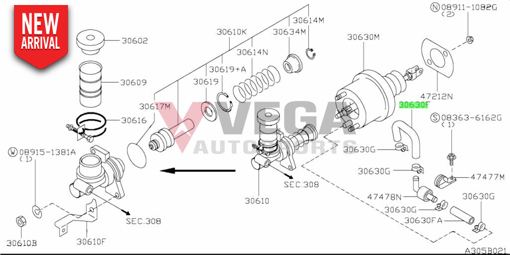 Clutch Master Cylinder Booster Vacuum Hose to suit Nissan Skyline R32 ...