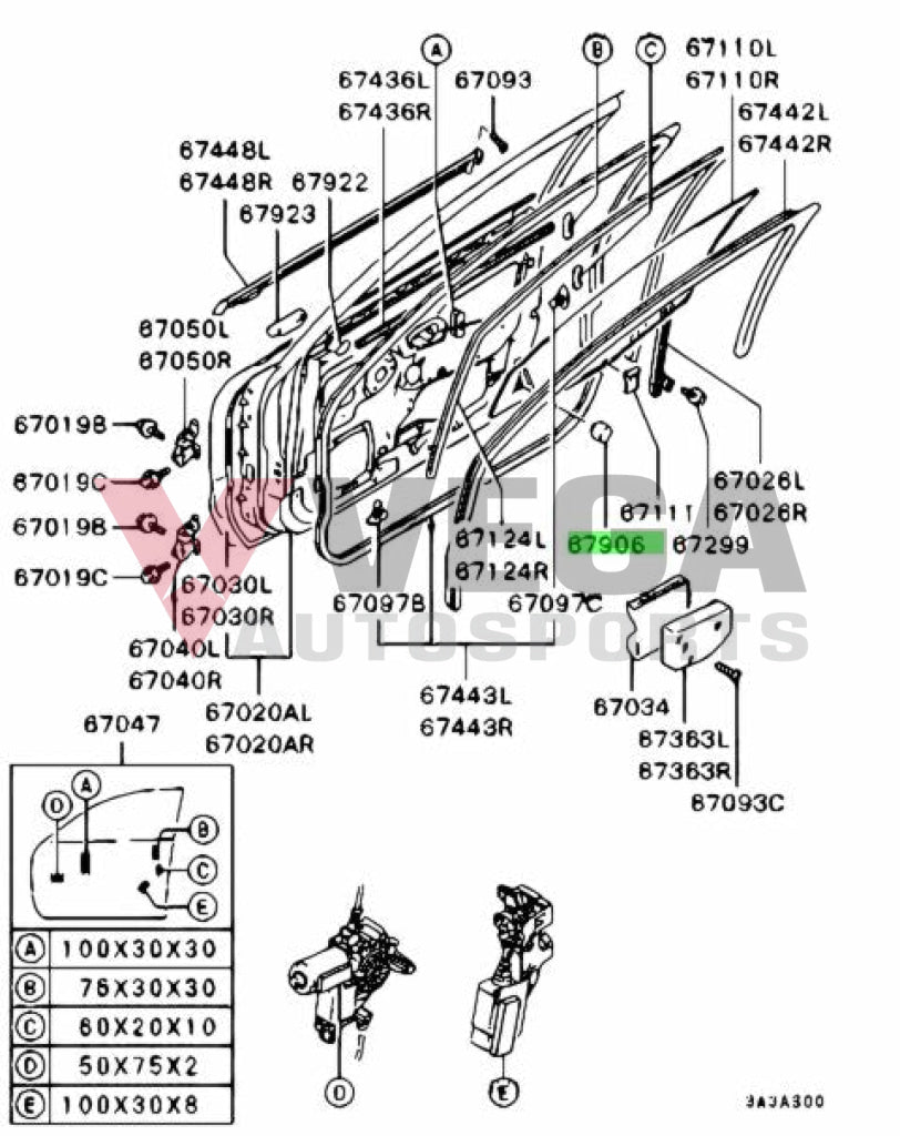 Door Rubber Bumper Set (4-piece) to suit Mitsubishi Lancer Evolution 1 ...