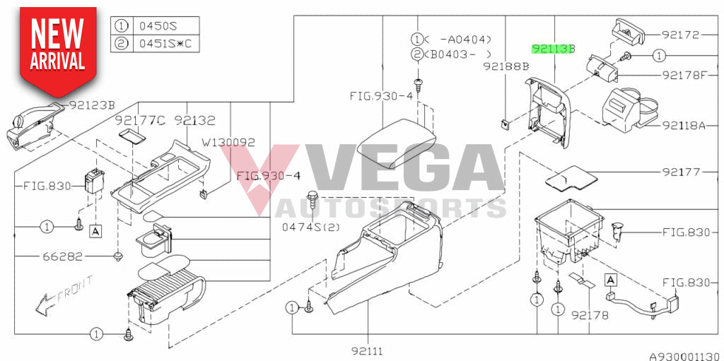 Floor Console Box Rear Cover to suit Subaru Impreza WRX / WRX STi 2008 ...