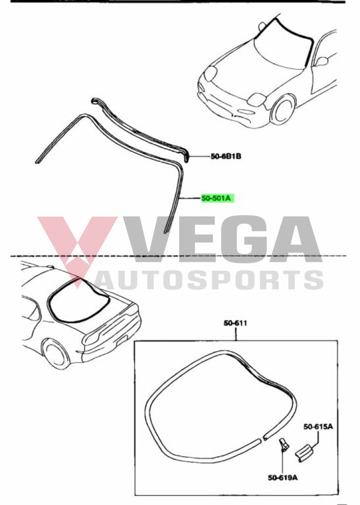 Front Upper Outer Window Moulding to suit Mazda RX7 FD3S FD01-50-6AXC ...