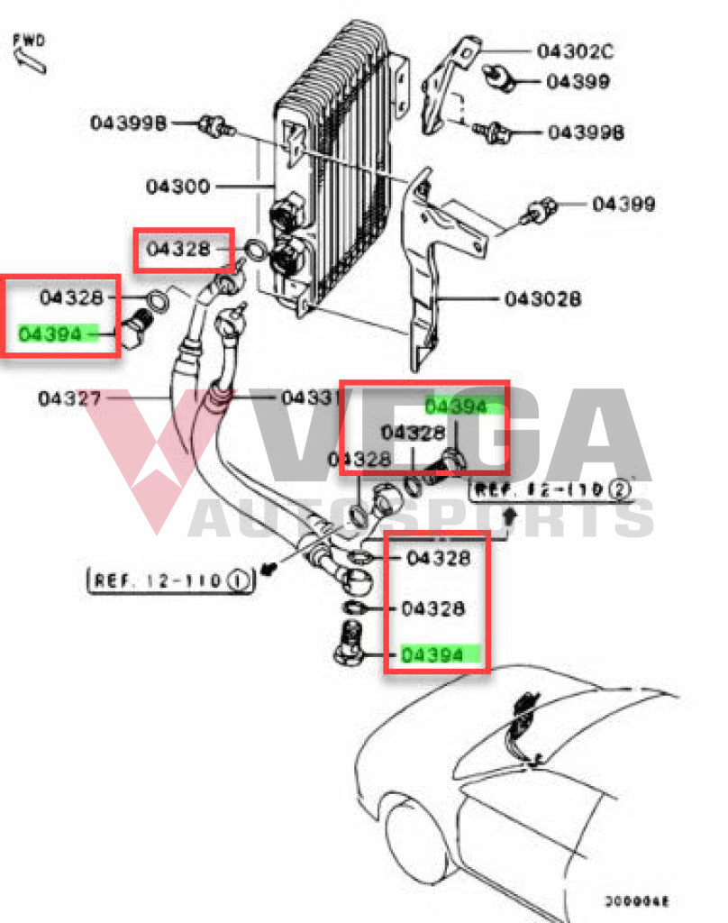 Oil Cooler Fluid Line Bolt and Washer Set (12-piece) to suit Mitsubish ...