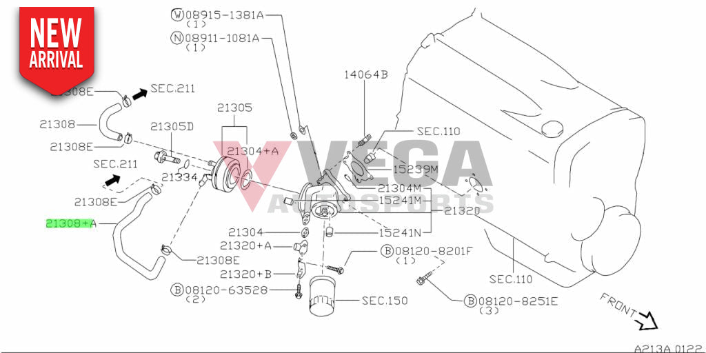 Oil Cooler to Water Piping Water Hose to suit Nissan Skyline R32 R33 R ...
