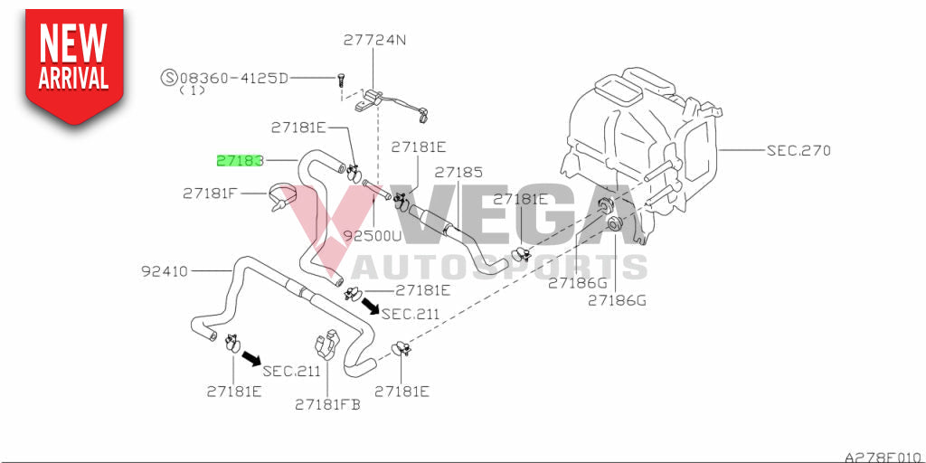 Rear Upper Heater Hose to suit Nissan Skyline R32 GTR 92402-05U00 ...