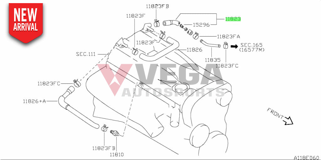 Rocker Cover Blow by Hose (Exhaust side) to suit R32 GTR / R33 GTR Ser ...