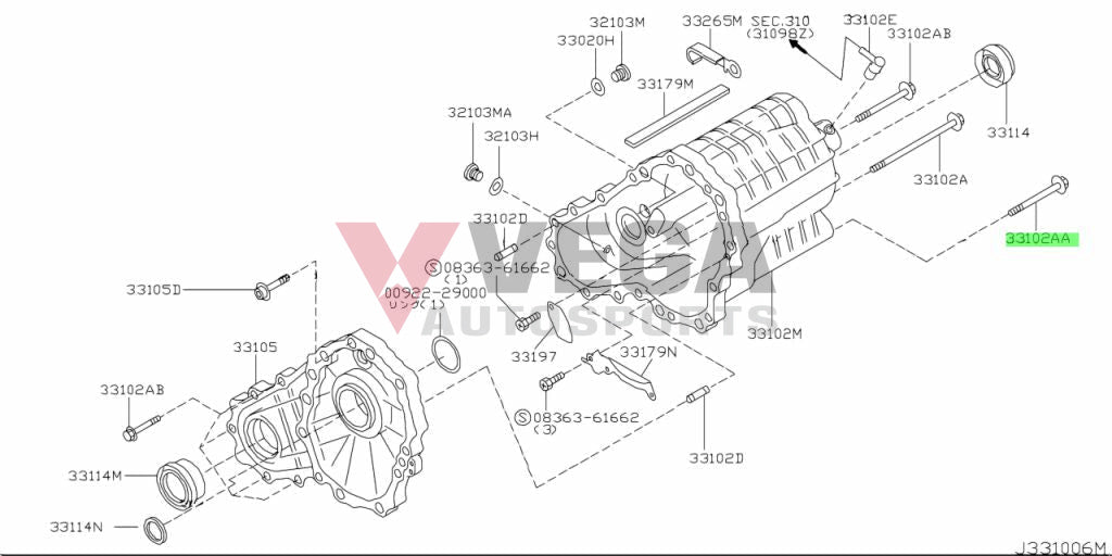 Transfer Case Bolt to suit Nissan R32 / R33 / R34 GTR 33109-23U0B ...