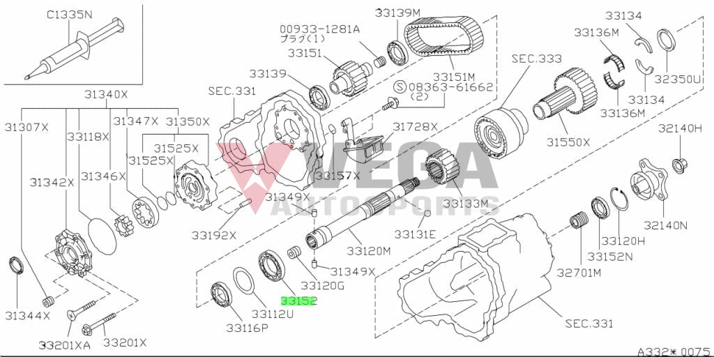 Transfer Case Drive Shaft Bearing to suit Nissan Skyline R32 R33 R34 G ...
