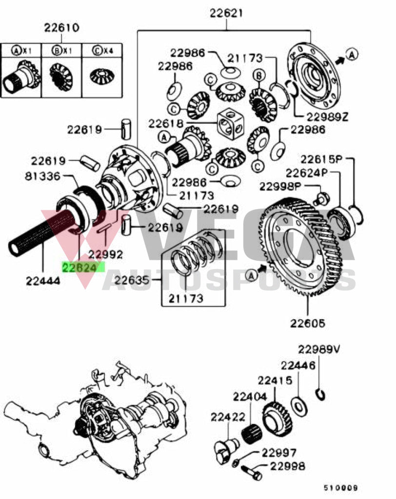 Transfer Case Input shaft (Transfer Case Side) to suit Mitsubishi Lanc ...