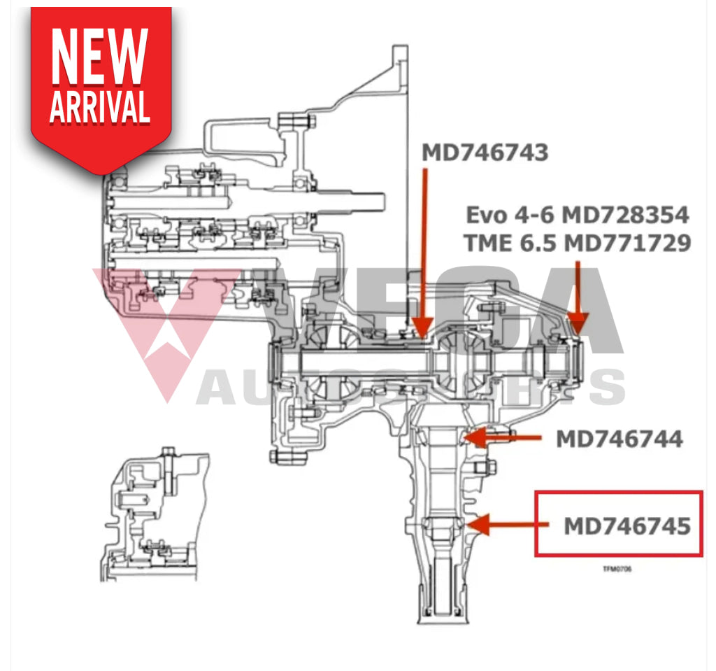 Transfer Case Rear Output Bearing to suit Mitsubishi Lancer Evolution ...